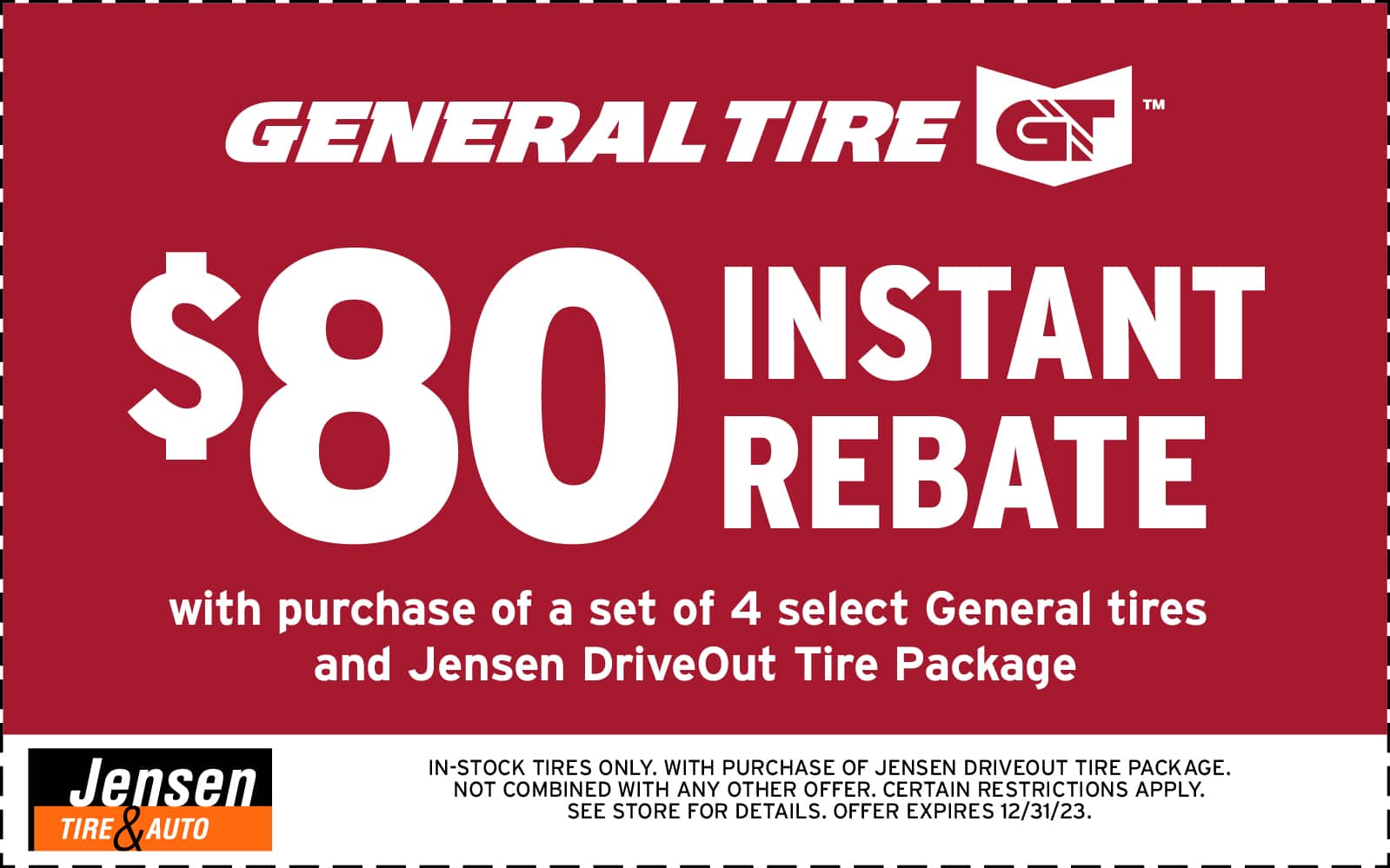 General Tire Coupon - Jensen Tire & Auto